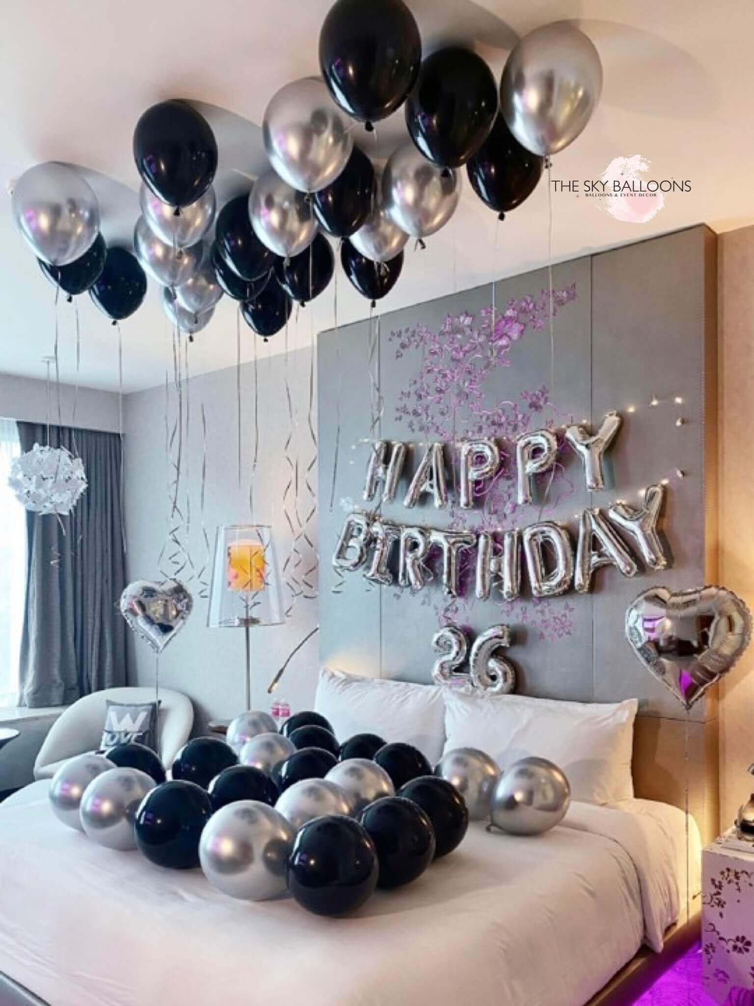 Happy Birthday Hotel & Room Balloons Arrangement – The Sky Balloons